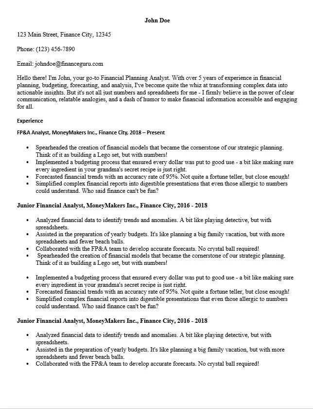 Build The Best FP&A Resume With Examples And Templates